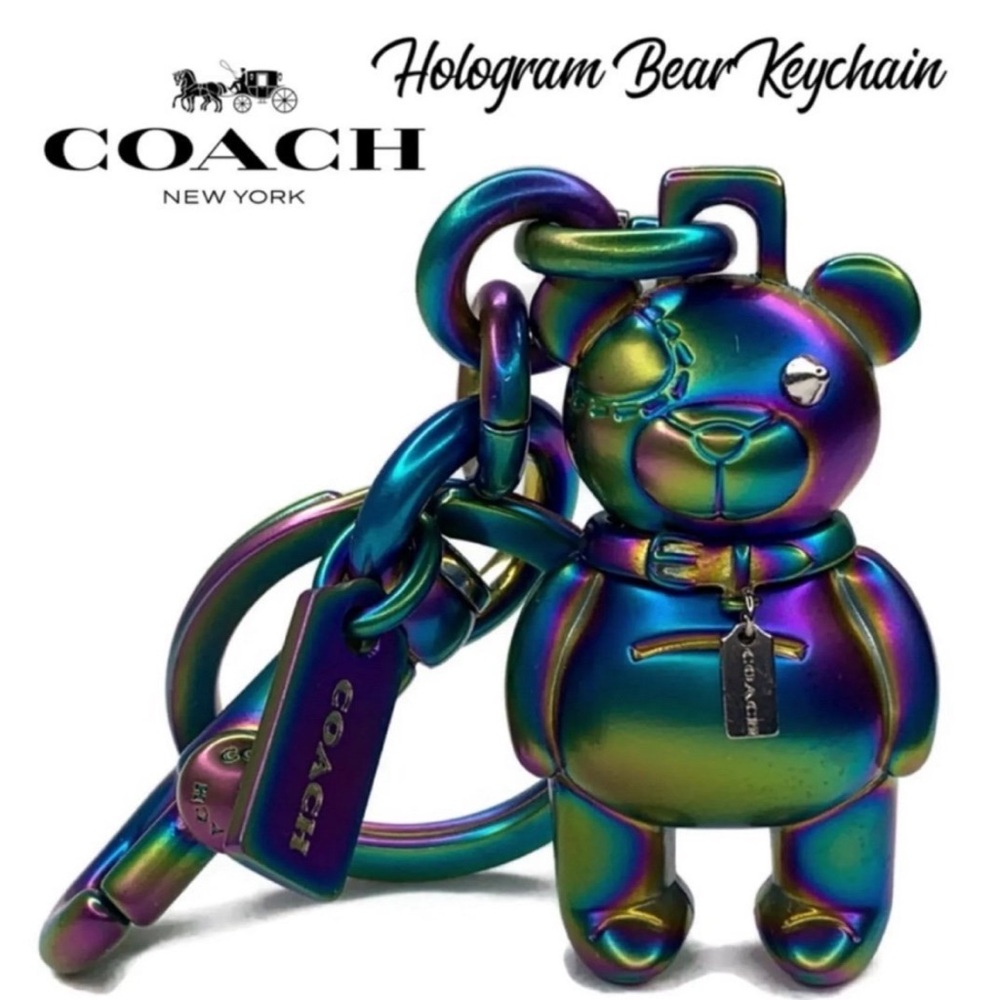Rare Coach Hologram Oilslick Teddy Bear Key Chain - Gem